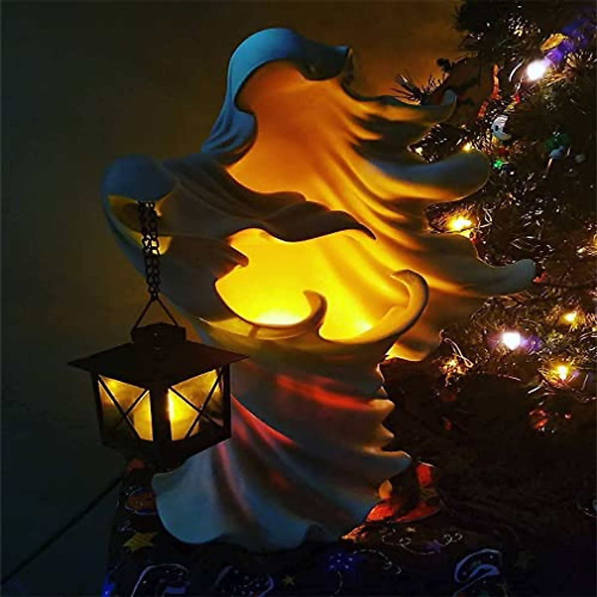 RAHAFA Halloween Ornament, Ghost Lantern, Witch Resin Lantern Decoration Hell Messenger with Lantern Halloween Horrible Corpse-White