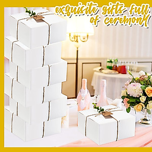 Crtiin 26 Pcs Gift Box Set 8 Bridesmaid Proposal Box 8 Wedding Gift Kraft Paper Tag 8 Eucalyptus 120g Leaves Paper Shred Filler 1 Rope for Christmas Birthday(8 x 8 x 4 Inch,White, Khaki)