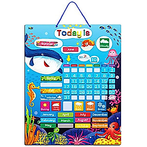 Magnetic Learning Calendar Portable Educational Learning Tool for Preschool or Toddler Age (The Ocean Version)