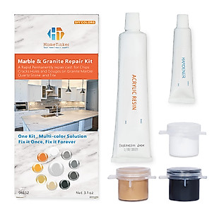 Granite Repair Kit & Marble Repair Kit (Color Match), Quartz Countertop Repair Kit, Corian Repair Kit for Marble Granite Quartz Corian Tiles and Stones with Color Brown Gray White Beige Black Cream