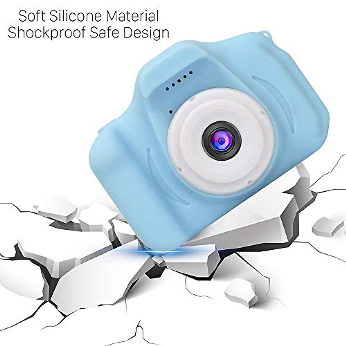 Alician Children Camera, Digital Kids Camera Selfie Camera, Mini SD Video Smart Shooting Digital Camera with 8GB Memory Card for Girls Boys Blue