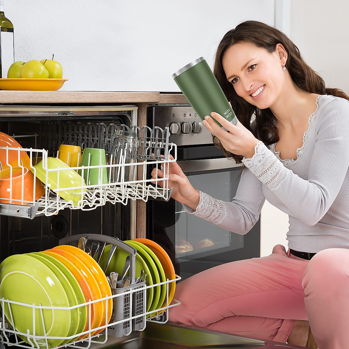 WETOWETO 20oz Insulated Stainless Steel Tumbler, Coffee Tumbler, Double Wall Vacuum Travel Coffee Mug, Powder Coated Leak-Proof Tumbler Cup for Home Office Travel (Army Green,1 Pack)