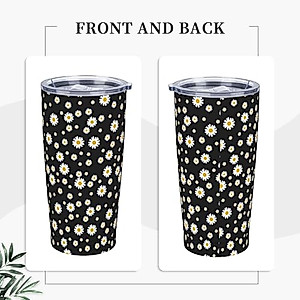 20oz Tumbler Cartoon Little Daisys Double Wall Vacuum Insulated Coffee Mug with Lid and Metal Straw Brush Reusable Stainless Steel Water Bottle Travel Cup Gifts for Car Ice Drinks Hot Beverage