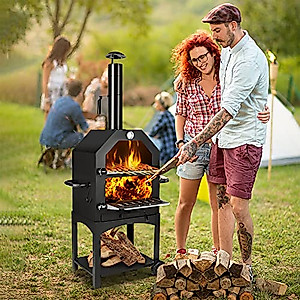6 Pcs/set 2-Layer Wood Fired Oven for Outside with Grill,Outdoor Pizza Oven,Pizza Maker Camping Cooker,Portable BBQ Cooking Grill (2-Layer Wood Fired Oven)