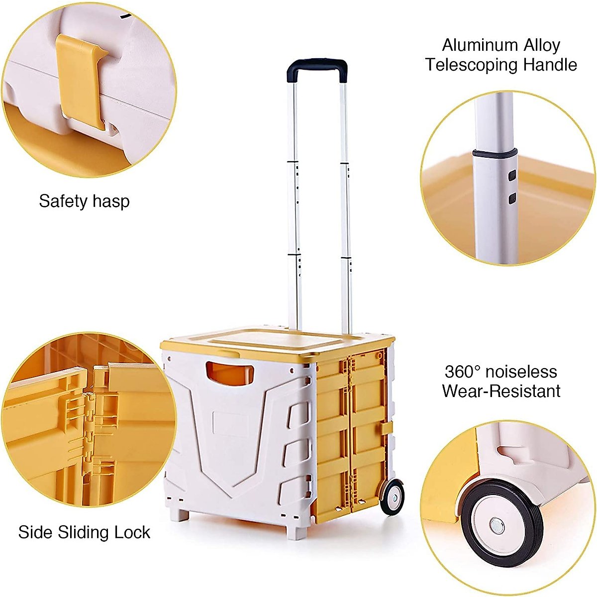 Foldable Utility Cart,Portable Folding Cart Tools Carrier with Telescopic Handle Heavy Duty Shopping Cart with 360degree Rolling Swivel Wheels for Travel