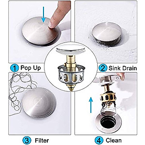 PTAbiao Basin Pop-Up Drain Filter Universal Wash Bounce Built in Anti Clogging Strainer Sink Shroom Drain Plug Strainer Cover for Kitchen Bathroom (2Pcs)