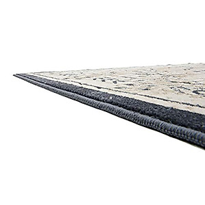 Unique Loom Chateau Collection Vintage, Distressed, Medallion, Rustic, Traditional Area Rug, 8' 0" x 10' 0", Beige/Navy Blue