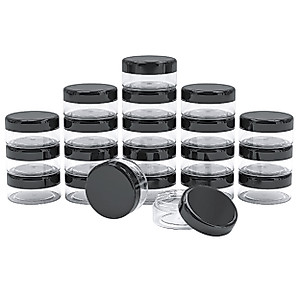 ZAVBE 5 Grams Plastic Containers with Lids 100 pieces BPA Free Sample Containers, Mini Clear Empty Refillable Round Sugar Scrub small 5g/5ml Tiny Jars with Lids for Cosmetics, Lotions