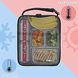 Small Insulated Lunch Bag for Men Women, Mini Portable Reusable Thermal Lunch Box Cooler Tote for Adults & Kids, Charcoal