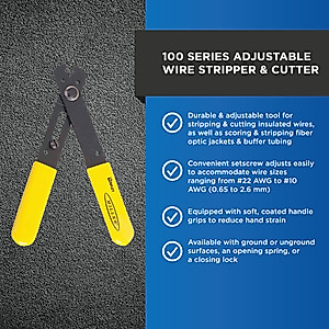 Miller 100 Wire Stripper and Cutter, Wire Stripping Tool, Cable Cutting Tool, Professional Stripper and Cutter for Technicians