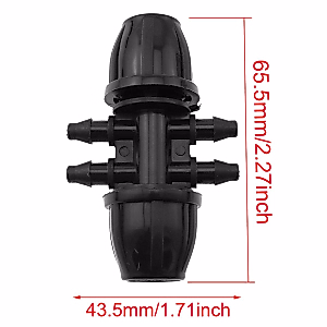 ZRM&E 10pcs Barbed Tee 1/2inch to 1/4inch Irrigation Tube (fits 13mm ID/ 4mm ID) Garden Irrigation Water Adapter 6-Ways