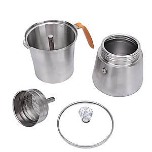 Fockety Espresso Maker Coffee Pot, Italian Coffee Maker Hand Pour Coffee Pot Italian Coffee Pot with Glass Lid Handle for Italian Coffee Milk Tea (300ML)