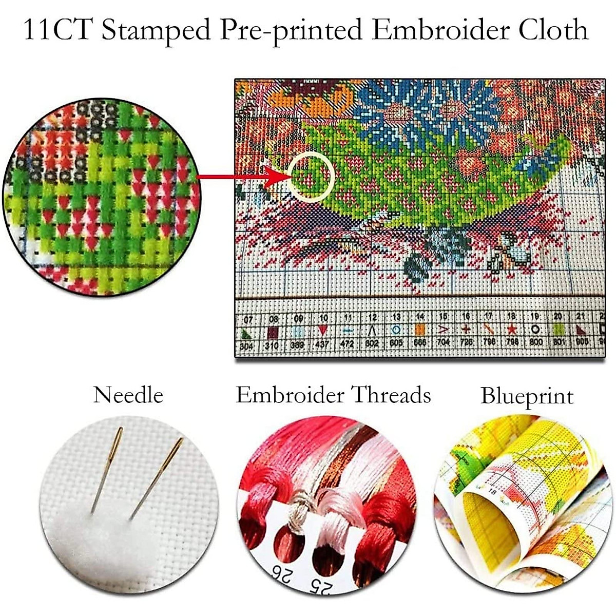 COKYIS Cross Stitch Kits for Adults Stamped Poodle 11CT Printed Cross Stitch Kits,Counted Embroidery Kits for Beginner Wall Art Home Decoration 40x50cm