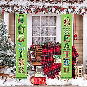 2 Pieces Ugly Sweater Sign Banner Decoration Set for Christmas Wild and Ugly Sweater Party Supplies Holiday Christmas Party Decorations Porch Sign