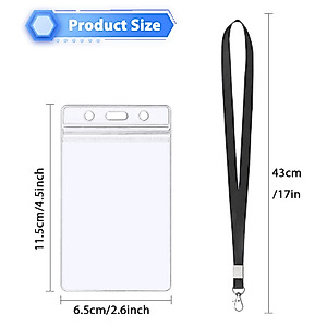 ID Badge Holder with Lanyard, 10 Sets Clear Name Badge Holder 4.5x2.6 Inches, Name Tag Holder with Waterproof Resealable Zip for Business School (Vertical)