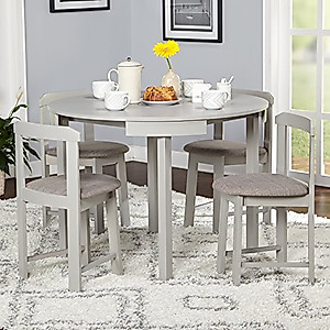 Target Marketing Systems Zuma Collection Compact Set 5-Piece Round Nesting Dining Table & Chairs, Gray