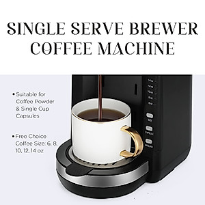 Sunvivi 2 In 1 Single Serve Coffee Maker For Single Cup Pods & Ground Coffee, One Cup Coffee Maker with 30 Oz Detachable Reservoir, 3 levels Adjustable Drip Tray Suitable for 7" Travel Tumbler