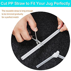 TeHappy Long Straw for Gallon Water Bottle, Reusable Straws Replacement for 64oz and 128oz Big Bottles Jugs, 8 Extra Long 14.9’’ Straws with 4 Cleaning Brushes Set of 12, Cut to Fit Any Water Jug