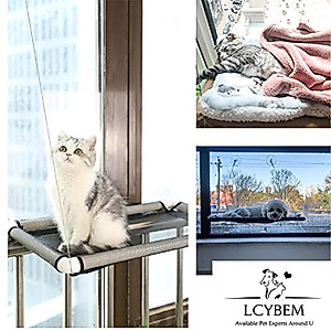 Lcybem Cat Window Perch - Cat Hammocks for Window with Plush Pad, Space Saving Cat Bed, Pet Resting Seat Safety Holds Two Large Cats, Providing All Around 360° Sunbathe for Indoor