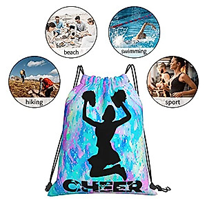 ISTYTOP Cheer Drawstrings Bags Backpack Pink Waterproof Light Durable Gym Sports Yoga Beach Sackpack Party Favor Bags