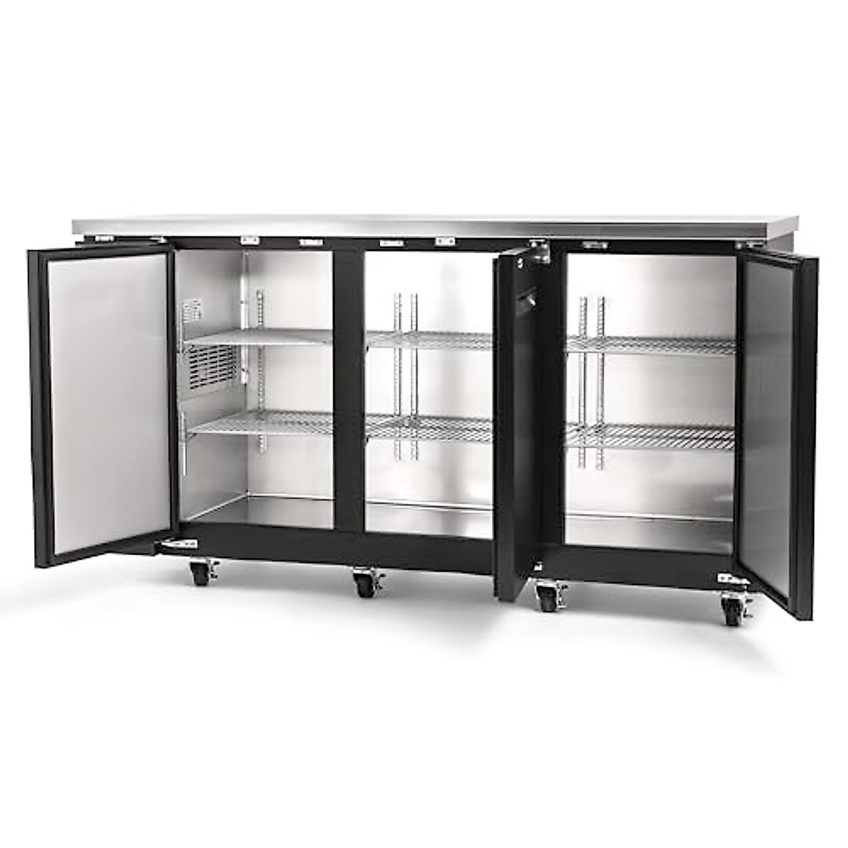 PEAKCOLD 3 Door Commercial Back Bar Cooler - Beer Fridge - Under Counter Refrigerator; 72" W