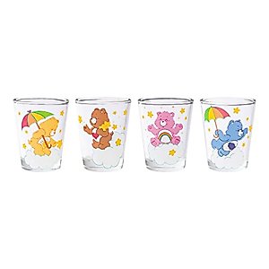 Silver Buffalo Care Bears Clouds 4-Pack Mini Glass Set, 1.5 Ounces