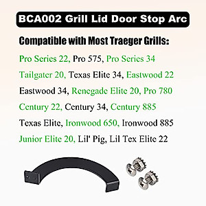 BCA002 Grill Lid Door Stop Arc Use for to Fit Most Traeger Grills, Installation Hardware not Included, fit for Century 885, Eastwood 22, Eastwood 34 and More - Durable (Right Side)