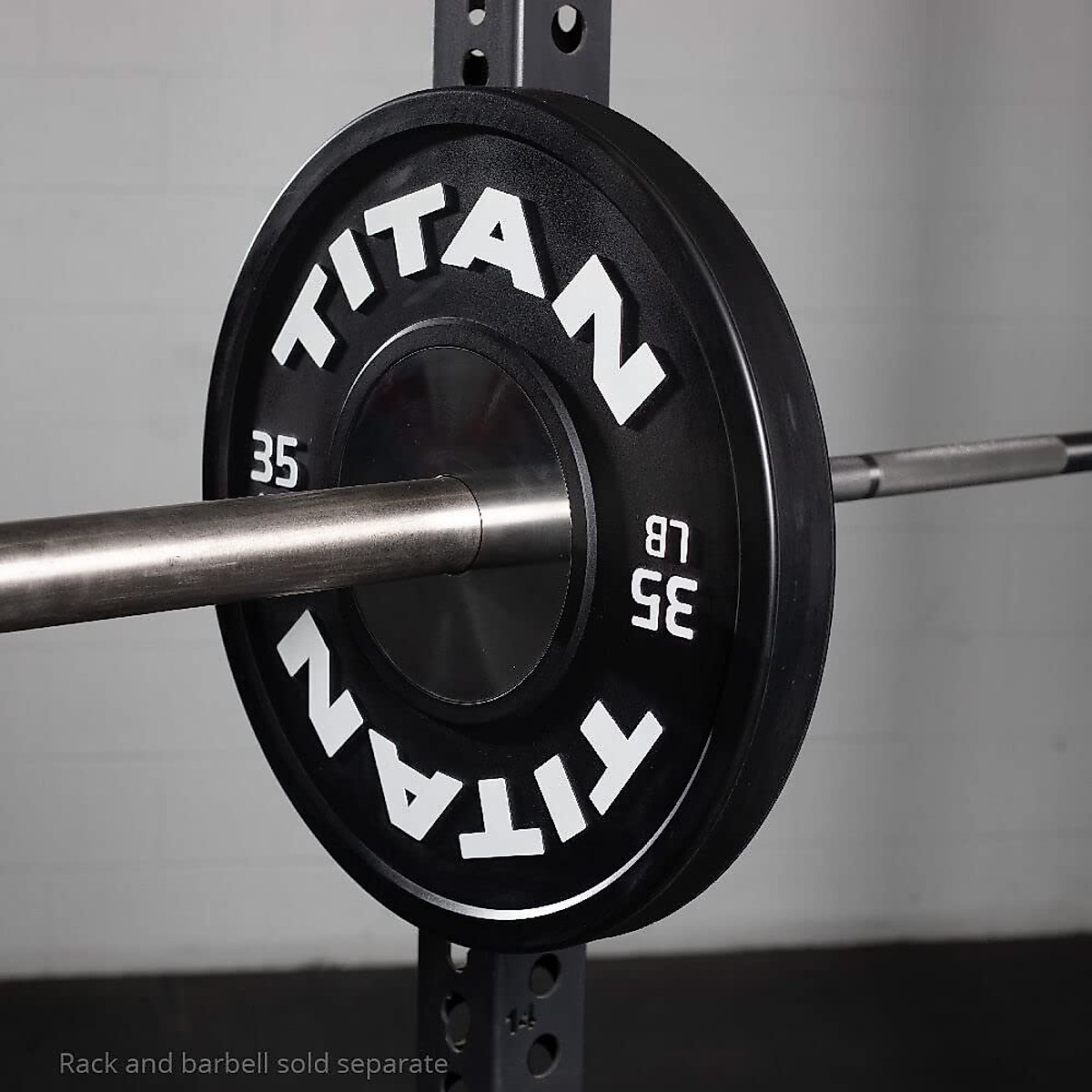 Titan Fitness 35 LB Black Elite Olympic Bumper Plate, Competition Weight Plates, Rubber with Steel Hub Insert, Sold Individually, For Olympic Weightlifting and Cross-Training Workouts