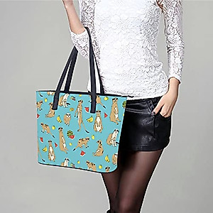 Meerkats And Fruits Women's Tote Bag PU Leather Shoulder Bag Handbags Purse For Work Shopping Travel