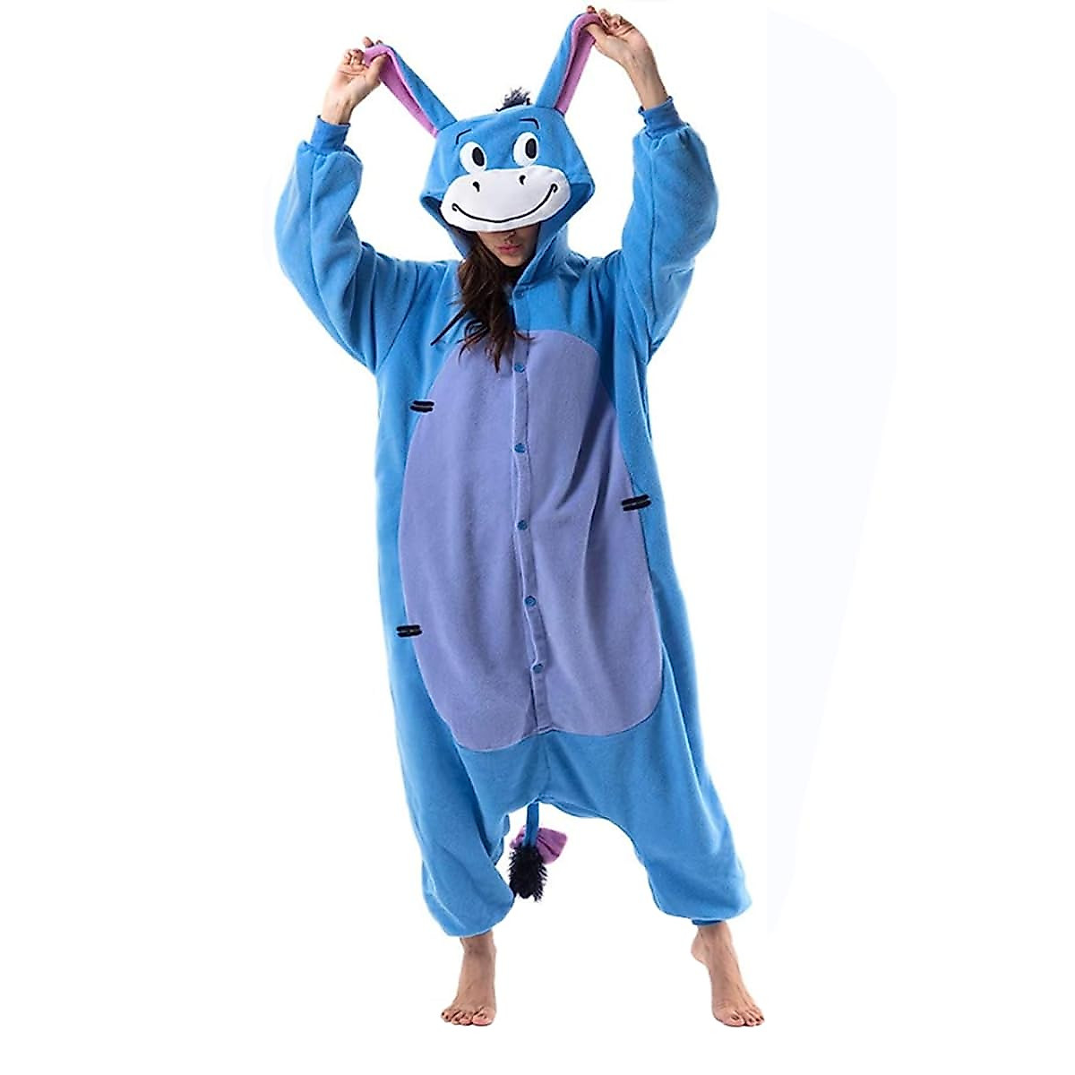 LMEIKK Cosplay Animal One Piece Halloween Costume Sleepwear Homewear Adult Unisex Onesie Pajamas (Bule, M)