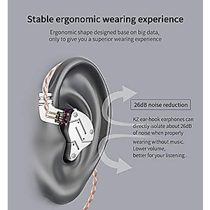 KZ ZSN Earphone in Ears Monitor with 1BA and 1DD, KZ High Fidelity in Ear Headphone Earbuds with 0.75mm 2 pin Cable, 1 Dynamic and 1 Balanced Armature Driver KZ Headphone (Black, NO Mic)