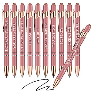 Chrisfall 10 Pieces Ballpoint Pens Office Inspirational Quotes Snarky Screen Touch Stylus Pen Encouraging Scriptures, Black Ink (Rose Gold, Boss Lady)¡­