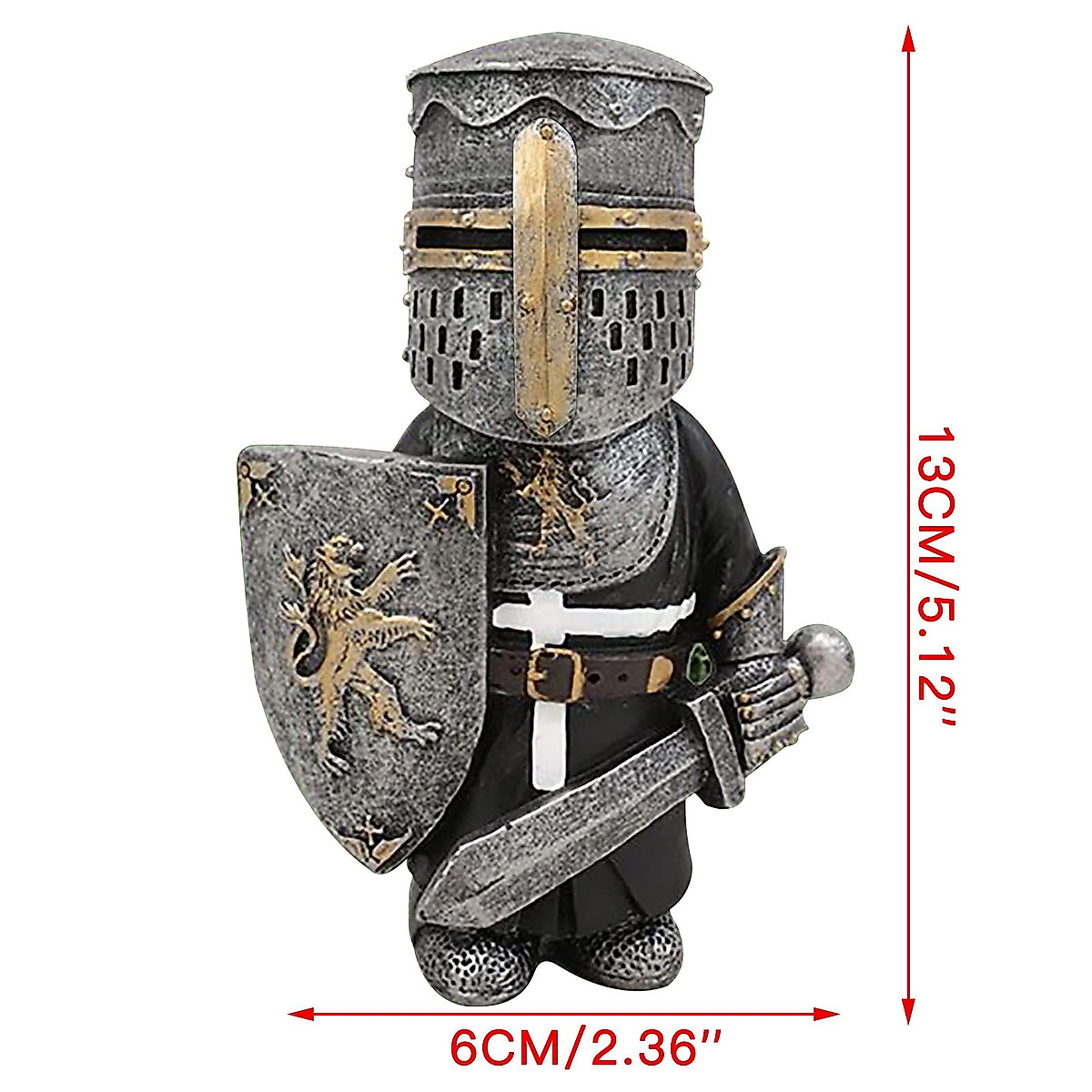 Garden Knight Dwarf Statue, Armor Knight Gnomes Cross Templar Guard Sculptures Art Figurines for Garden in/Outdoor Home Lawn Yard Patio Decor, Funny (C, 1PC)