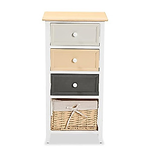 Baxton Studio Adonis Multi-Colored Wood 3-Drawer Storage Unit with Basket