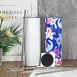 AGH 25-Pack Reusable Stainless Steel Metal Straws & Rubber Bottoms for Sublimation Tumblers 20 oz with 25-Pack Stainless Steel Metal Straws, 25-Pack Straw Cleaner Brush and 25-Pack Silicone Bottoms