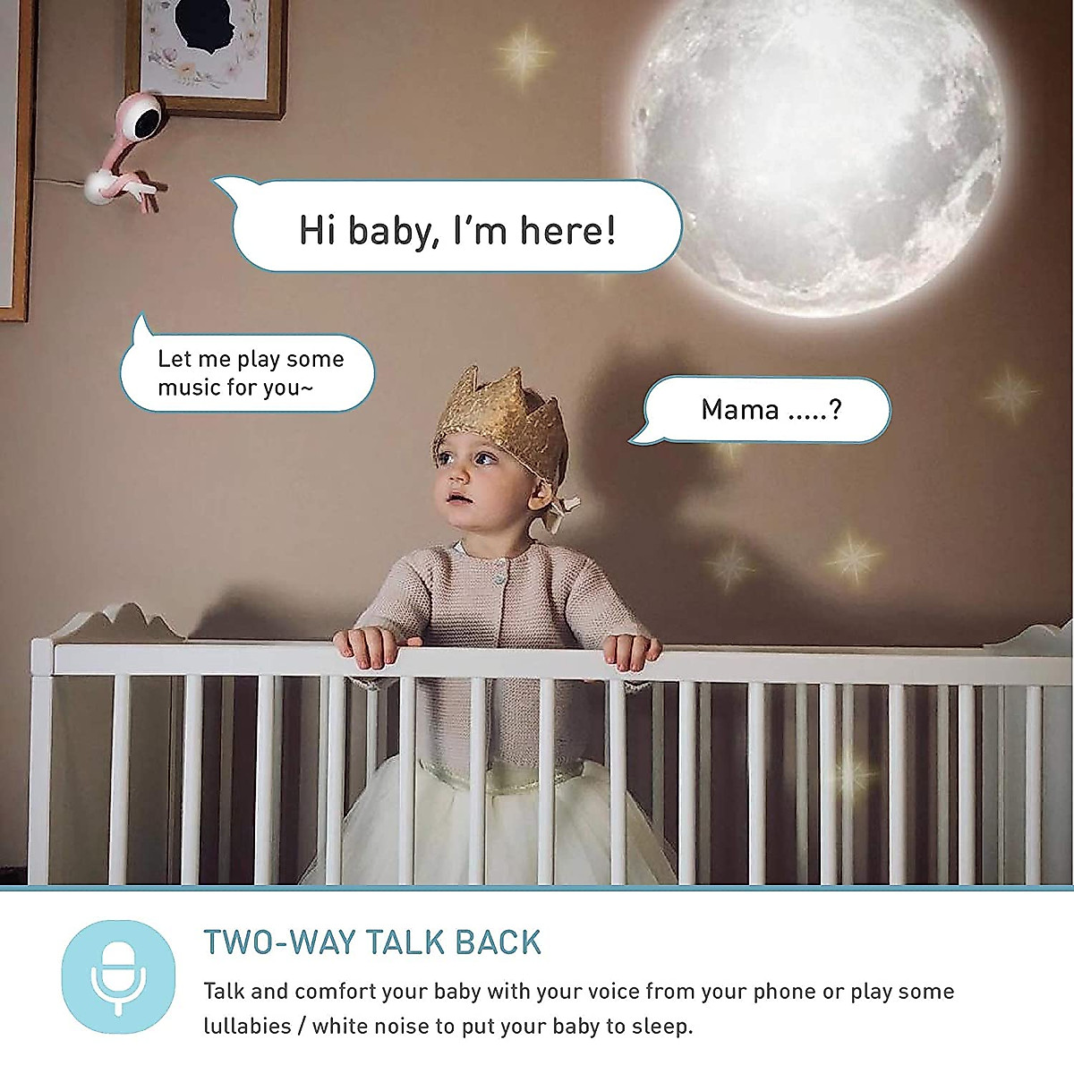 Lollipop Baby Monitor with True Crying Detection (Turquoise) - Smart WiFi Baby Camera - Camera with Video, Audio and Sleep Tracking Bundled with Portable Pacifier Holder, 1 Count (Pack of 1)