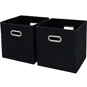 SEVENDOME Fabric Storage Bins Cube ,11x11x11 Fabric Cubby Organizer Baskets with Handle, Foldable Basket for Closet or Collapsible Storage Box Set of 2 (Grey )