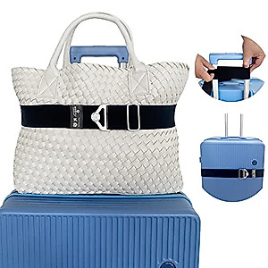 JOONMING Travel Belt for Luggage Over Handle for Carry on Bag， 2-in-1 Adjustable Elastic Luggage Straps for Suitcases Add a Bag for Airport, Trip, Boarding