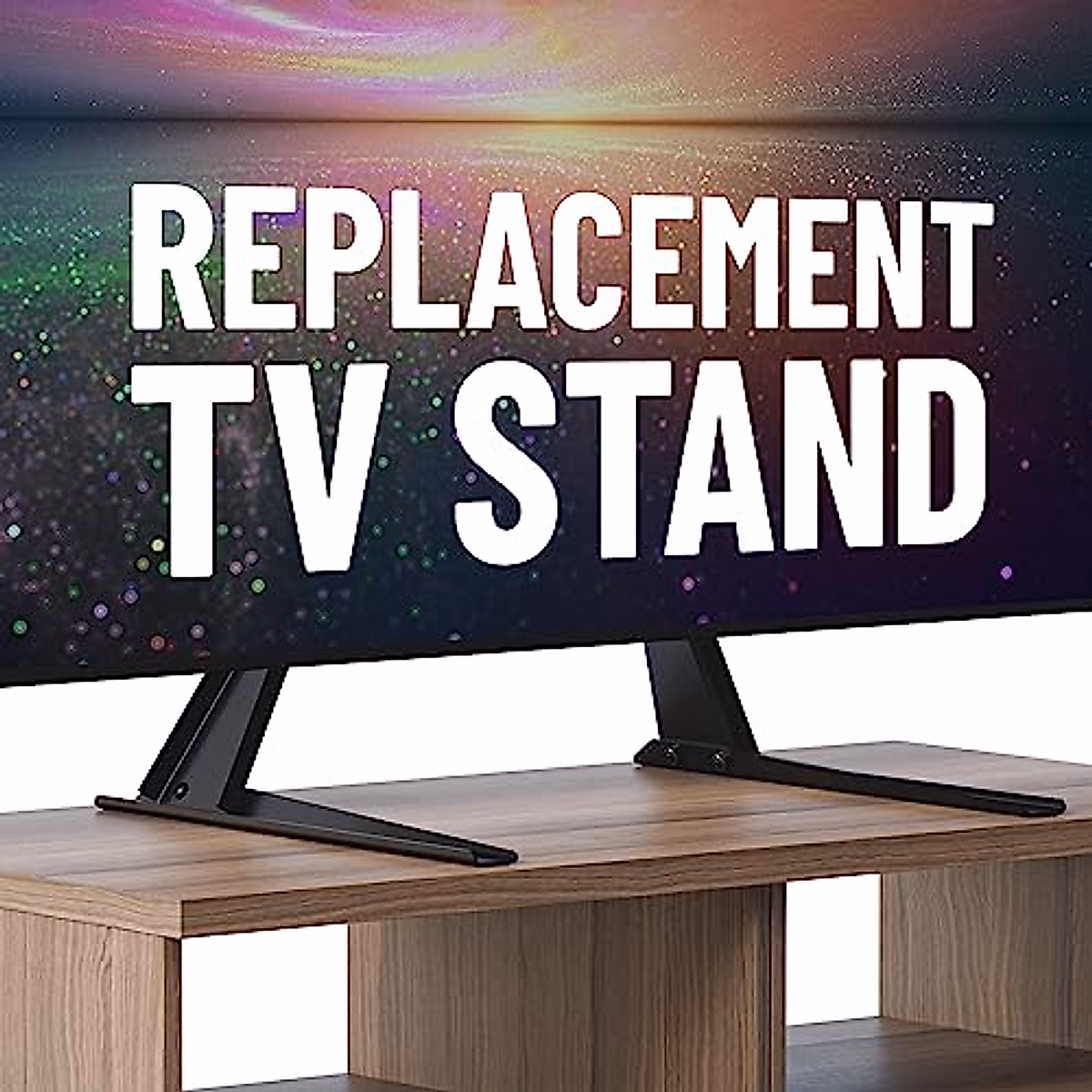 ECHOGEAR Replacement TV Stand for Screens Up to 65" - Foldable TV Bracket Includes Hardware, Anti-Slip & Anti-Scratch Pads - Easy 3-Step Install TV Feet w/Wide VESA Compatibility