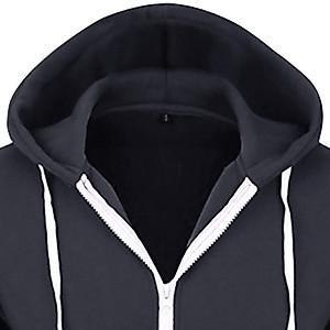 Maiyifu-GJ Men Full Zip Slim Fit Hoodies Casual Solid Gym Hooded Sweatshirt Long Sleeve Lightweight Hoodie With Kanga Pocket (Dark Grey,3X-Large)
