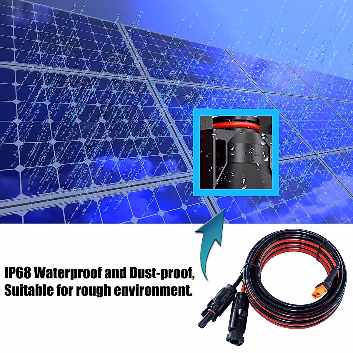 iHaospace Solar to XT60i Charging Cable 10AWG, XT60i to Solar Panel Connector Extension Cable 10FT Compatible for EcoFlow River and Delta 2 Pro Max Bluetti EB55 Anker 757 767 Protable Power Station