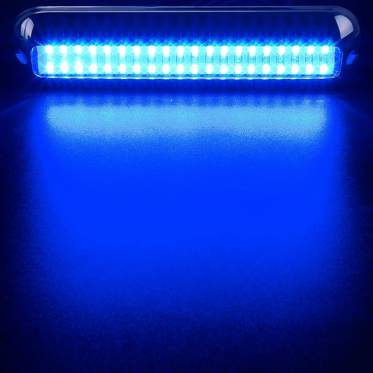 HUSUKU SOOP3 PRO 6.7" 2000LM 60LED Waterproof 316 Stainless Steel Trim Ring Boat High-Intensity LED Underwater Light Clear Lens Pontoon Marine/Boat Transom (Blue)