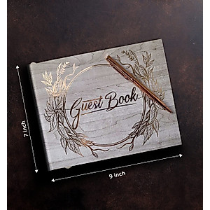 Wedding Guest Book: Grey Guest Book with 100 Pages/50 Sheets, Wedding guestbook with a Grey Hard Cover Board, and Rose Gold Stamping, Sign in Guest Book, Guest Book for Weddings, Baby Showers etc.