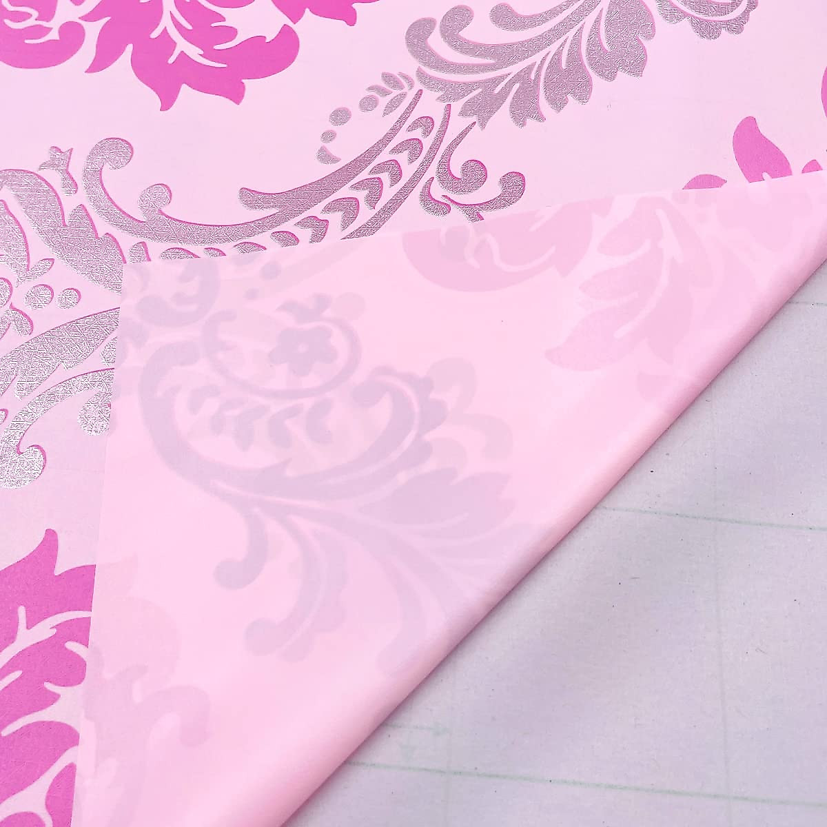 Yifasy Damask Wallpaper 19.7 ft Roll Revamp Dining Table Storage Bins Wall Furniture Decor Paper Pink Shelf Dresser Liner (M-236x17.7 Inch)