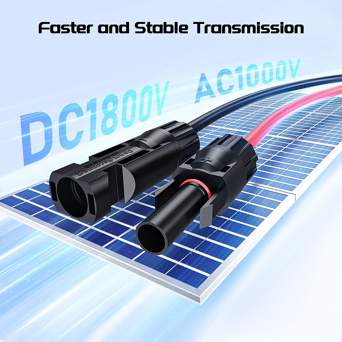 Bateria Power 20FT 10AWG(6mm²) Solar Panel Extension Cable, with Female and Male Connectors and Extra Free Spanners, Solar Panel Adaptor Kit Tool(20FT Red + 20FT Black)