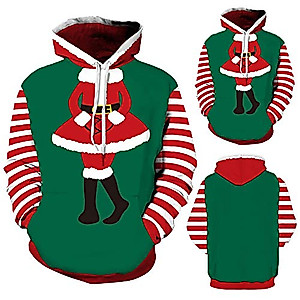 Hoodies for Men Thenlian Men's Autumn Winter 3D Print Long Sleeve Hooded Sweatershirt Top Blouse(Green, XXL/XXXL)