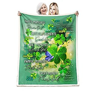 Onecmore Christian Gifts Religious Gifts for Women Serenity Prayers Throw Blanket,Inspirational Gifts Get Well Soon Healing Warm Hugs Sympathy Gifts St. Patrick's Day Decorations Shamrock Irish Gifts
