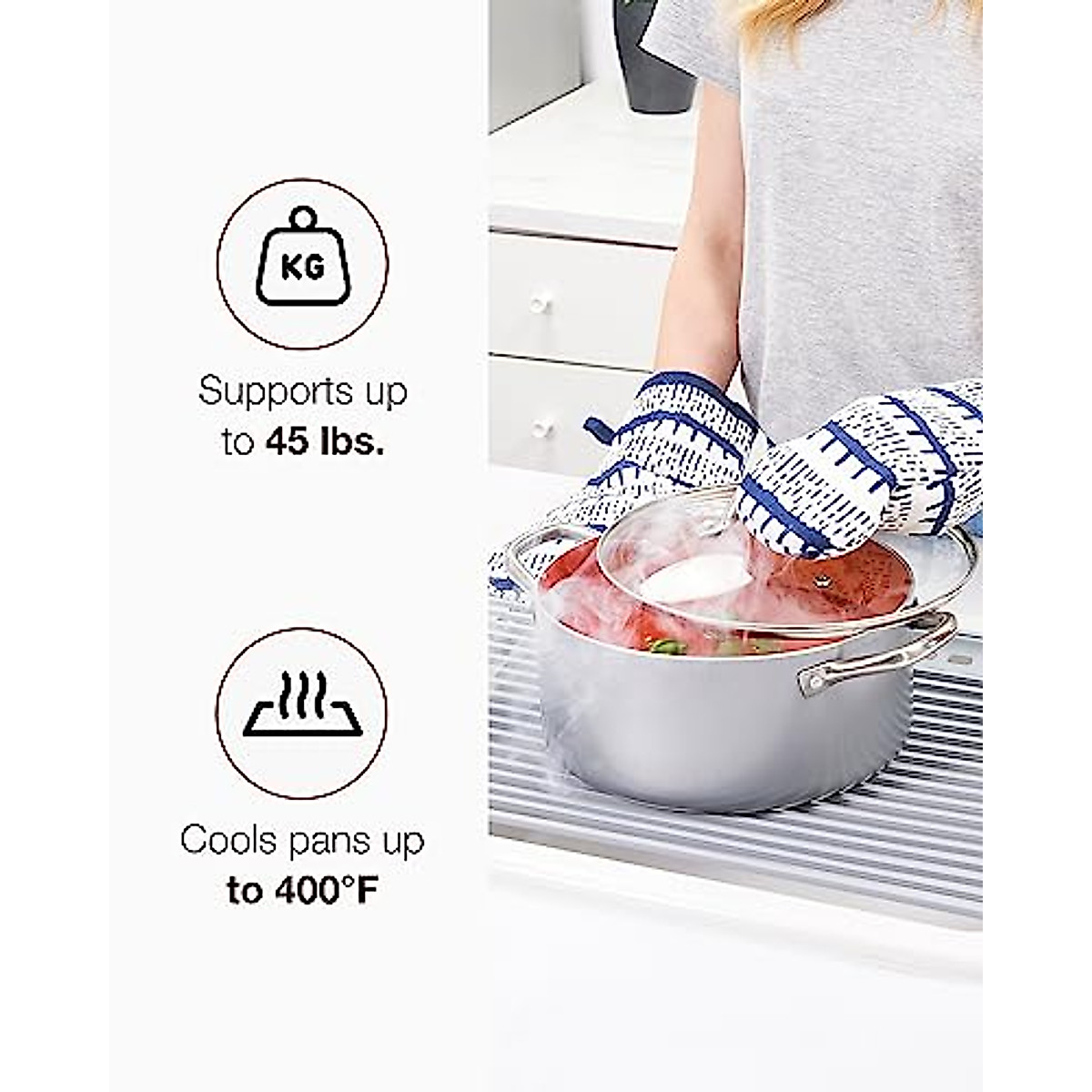 Large Dish Drying Rack for Kitchen Sink - Over Sink Dish Drying Rack to Dry Dishes & Drain Items - Modern & Stylish Dish Rack Set with Extra Side Tray - Space-Saving Roll-Up Counter Drainboard - Grey