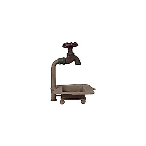 Creative Co-Op Rustic Metal Soap Dish with-Faucet