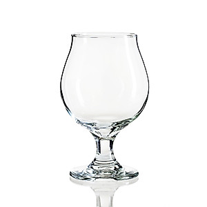 2 Beer Glasses Belgian Style Stemmed Tulip - 16 oz Lambic Ale Dark Beer Glass - set of 2 w/coasters - Classic Premium Glassware - Birthday Housewarming Bachelor party gift for men idea